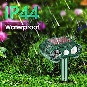 2 Pack Upgraded Solar Deer Repellent Devices for Garden,Ultrasonic Animal Repeller Outdoor with Motion Sensor to Scare Away Raccoon Cat Rabbit Squirrel Dog Skunk,Animal Deterrent for Yard Protection