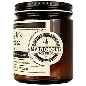 Malicious Women Candle Co - Beards, Ink & Muscles, Oakmoss & Amber Infused with Spontaneous Panty Dropping, All-Natural Soy Candle, 9 oz