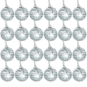 Gondiane 24 Pcs 1.6 Inches Disco Ball Ornaments Silver Mirror Balls for Christmas Tree Wedding Party Decoration