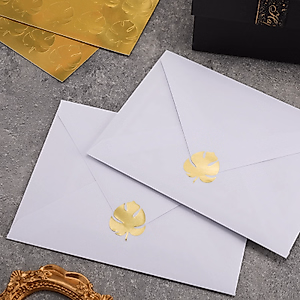 Whaline 500Pcs Gold Foil Monstera Stickers Self-Adhesive Monstera Leaves Seal Stickers Tropical Plant Leaf Label Decals for Greeting Invitation Cards Envelope Sealing Birthday Gift Wrapping Supplies