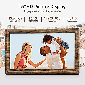 16 Inch Large Digital Picture Frame, Canupdog Digital Photo Frame with 32GB Storage Wall Mountable, Auto-Rotate, Motion Sensor Share Photo Video via App