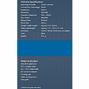 LyxPro HAS-30 Closed Back Over-Ear Professional Recording Headphones for Studio Monitoring, DJ and Home Entertainment,Black