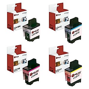 Laser Tek Services Compatible Ink Cartridge Replacement for Brother LC-41 LC41BK LC41C LC41M LC41Y Works with Brother DCP110C 120C, MFC210C Printers (Black, Cyan, Magenta, Yellow, 4 Pack)