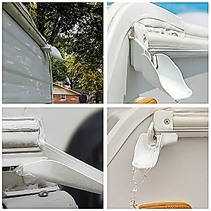 FCOUIID RV Rain Gutter Spouts with Extensions - Roof Rail Gutter Drain Protect Accessories for Van, Travel Trailer, 2 Left & 2 Right (White)