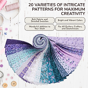 Tinyspool & Co. Jelly Roll Fabric Strips for Quilting, Crafting, and Sewing, 40 Strip Assorted Bundle, Soft Cotton for Blanket, Rug, Upholstery, Home Decor, and Purse Making, Merry Mermaid