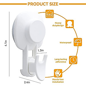 CLEVHOM Suction Cup Hooks-Removable Vacuum Suction Cup Hooks Heavy Duty-Waterproof Shower Hooks for Hanging-Strong Window Glass Kitchen Bathroom Hooks for Loofah, Robe, Towel-4 Pack