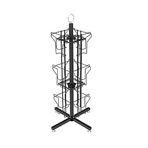 11702 FixtureDisplays 14 X 14 X 30" 12 Vertical Pockets Spinning Greeting/Post Card Rack 11702 Black 11702-NPF