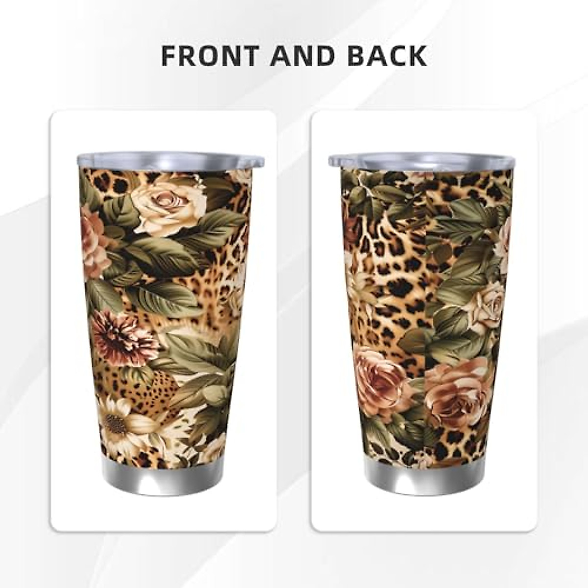 AYCZN Rose Giraffe Print 20 OZ Tumbler Stainless Steel Travel Coffee Mug, Giraffe Skin Insulated Water Bottle with Lid and Straws Leakproof Thermal Cup