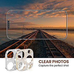 Goton [2 Pack] Bling Camera Lens Protector Compatible with iPhone 13 Pro Max & 13 Pro Glitter Diamond Metal Lens Protective Decoration Cover Accessories for 13 Pro / 13 Pro Max Silver+Rose Gold