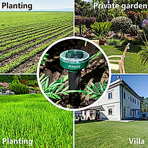 Gopher Repellent Ultrasonic Solar Powered - Mole Repellent Stakes Outdoor Pet Safe - Groundhog Repeller Snake Rodent Gopher Spikes Chaser - Sonic Mole Deterrent Devices (4)
