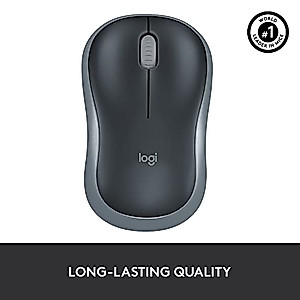 Logitech M185 Wireless Mouse, 2.4GHz with USB Mini Receiver, 12-Month Battery Life, 1000 DPI Optical Tracking, Ambidextrous PC/Mac/Laptop - Swift Gray