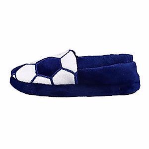 Tirzrro Big Kids Boy's Warm Plush Indoor Slippers with Soft Memory Foam Slip-on Shoes Size 1-2 US Dark Blue