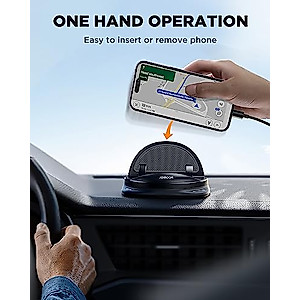 JOYROOM Phone Mount for Car, [Adjustable Spring Design] Dashboard Cell Phone Holder Car, 360° Rotatable Car Phone Holder Mount with Non-slip Silicone, Compatible with iPhone, Samsung, Other Smartphone