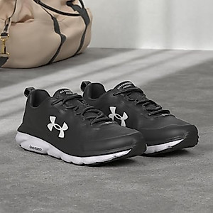 Under Armour Mens Charged Assert 9 Running Shoe, Black/White, 10.5 US