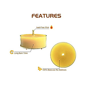 12pcs Natural Beeswax Tealight Candles - Organic Candle Honey Scent Smokeless Clean Burning