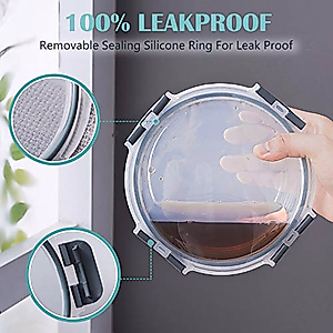 elabo 24-Piece Glass Food Storage Containers Set with Lids - Airtight Leak Proof Glass Meal Prep Containers, BPA Free Bento Lunch Boxes, Freezer/Oven/Dishwasher Safe(12 Lids & 12 Containers)