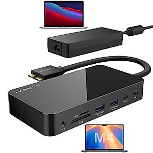 iVANKY FusionDock 1 M4 MacBook Pro Docking Station with 150W Power Adapter, 12-in-2 Dual 4K@60Hz Monitor Dock for MacBook M1/M2/M3 Pro/Max Display Dock 2HDMI 2.0, 96W PD, 6 USB, Ethernet SD/TF Audio