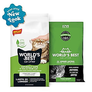 WORLD'S BEST CAT LITTER Comfort Care Unscented, 8-Pounds - Natural Ingredients, Quick Clumping, Flushable, 99% Dust Free & Made in USA - Long-Lasting Odor Control & Easy Scooping