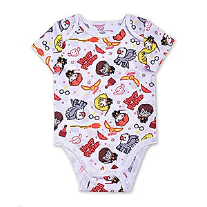 WARNER BROS’ Harry Potter 3 Pack Short Sleeve Creeper Bundle for Boys, Baby’s Bodysuit Set, Size 6M