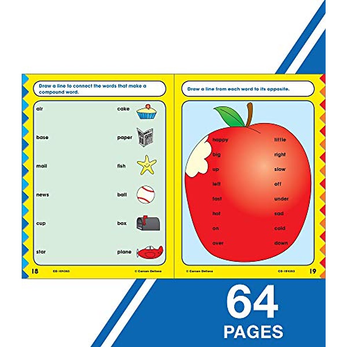 Carson Dellosa First Grade Skills Workbook―Grade 1 Reading, Addition, Subtraction, Graphing, Measuring, Phonics, Writing Skills Practice With Stickers (64 pgs) (Home Workbooks)