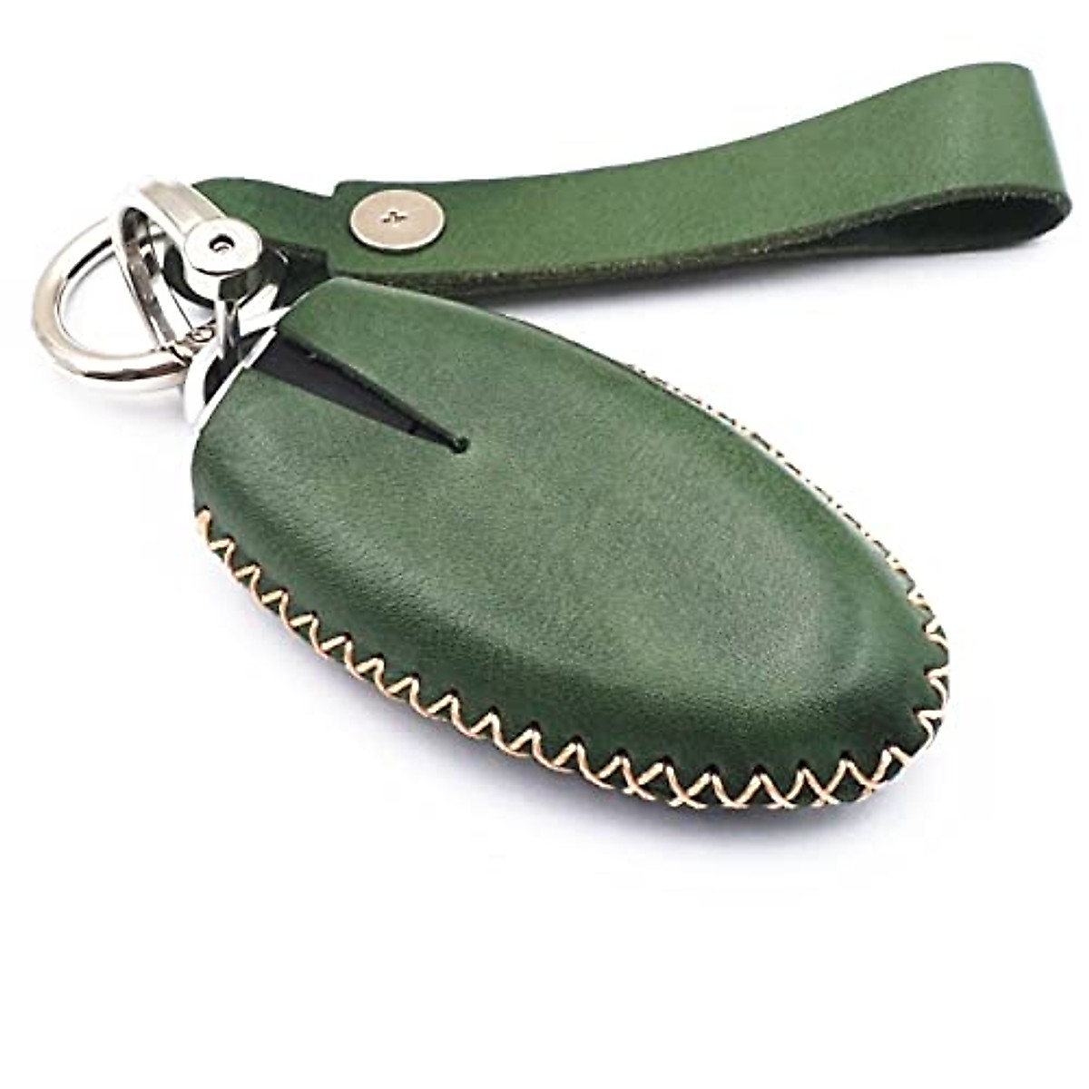 MJKEYAuto Leather 4 Buttons Remote Smart Key Fob Cover Case for Infiniti EX FX X G JX M Q QX Series Nissan Altima Coupe Armada GTR GT-R Maxima Murano Cross Rogue Versa (Green)