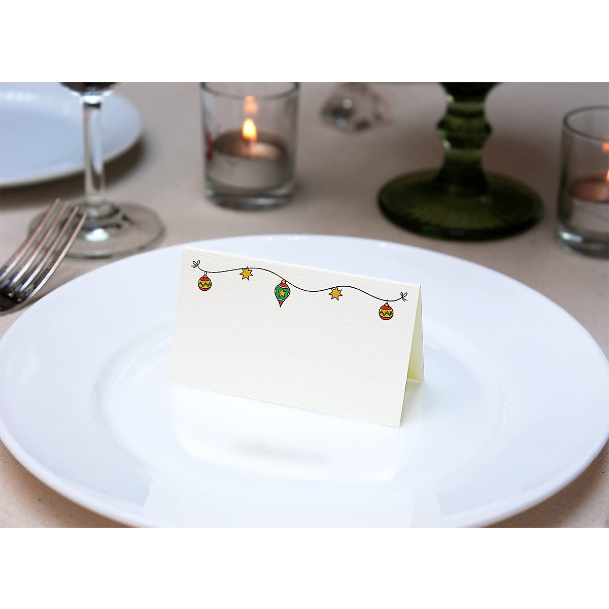 25 Christmas Place Cards Foldable Tent Cards Seating (3.5 x 2 in), Table Name Cards for Christmas Party, Food Buffet Labels, Dinner Parties, Banuets, Baby Shower / YJZW016J