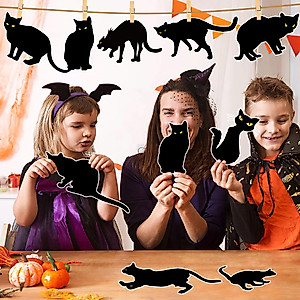 Lucleag 45PCS Halloween Black Cat Cutouts for Halloween Decorations, Spooky Halloween Black Cats Cutouts for Halloween Party Decor School Classroom Bulletin Board Wall Decoration