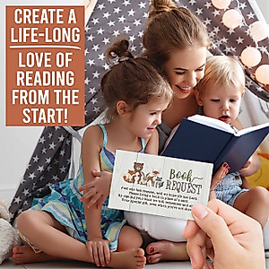 25 Books For Baby Shower Request Cards - Woodland Baby Shower Invitation Inserts, Book Request Baby Shower Guest Book Alternative, Bring A Book Instead Of A Card, Baby Shower Book Request