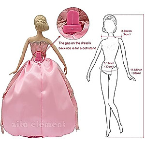 ZITA ELEMENT Lot 5 Handmade Fashion Party Dress Outfit for 11.5 Inch Girl Doll Clothes Xmas Gift- Random Style.