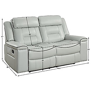 Homelegance Darwan 65" Leather Gel Double Reclining Loveseat, Light Gray