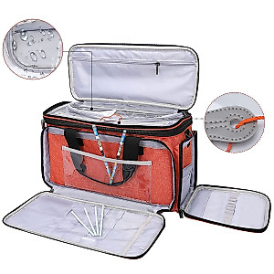 Crochet Bag Organizer, Travel Yarn Storage Bag, Crochet Tote Bag, Knitting Bag and Tote Organizer, Lightweight Portable On-The-Go Knitting Bag Ideal for Small to Medium Projects