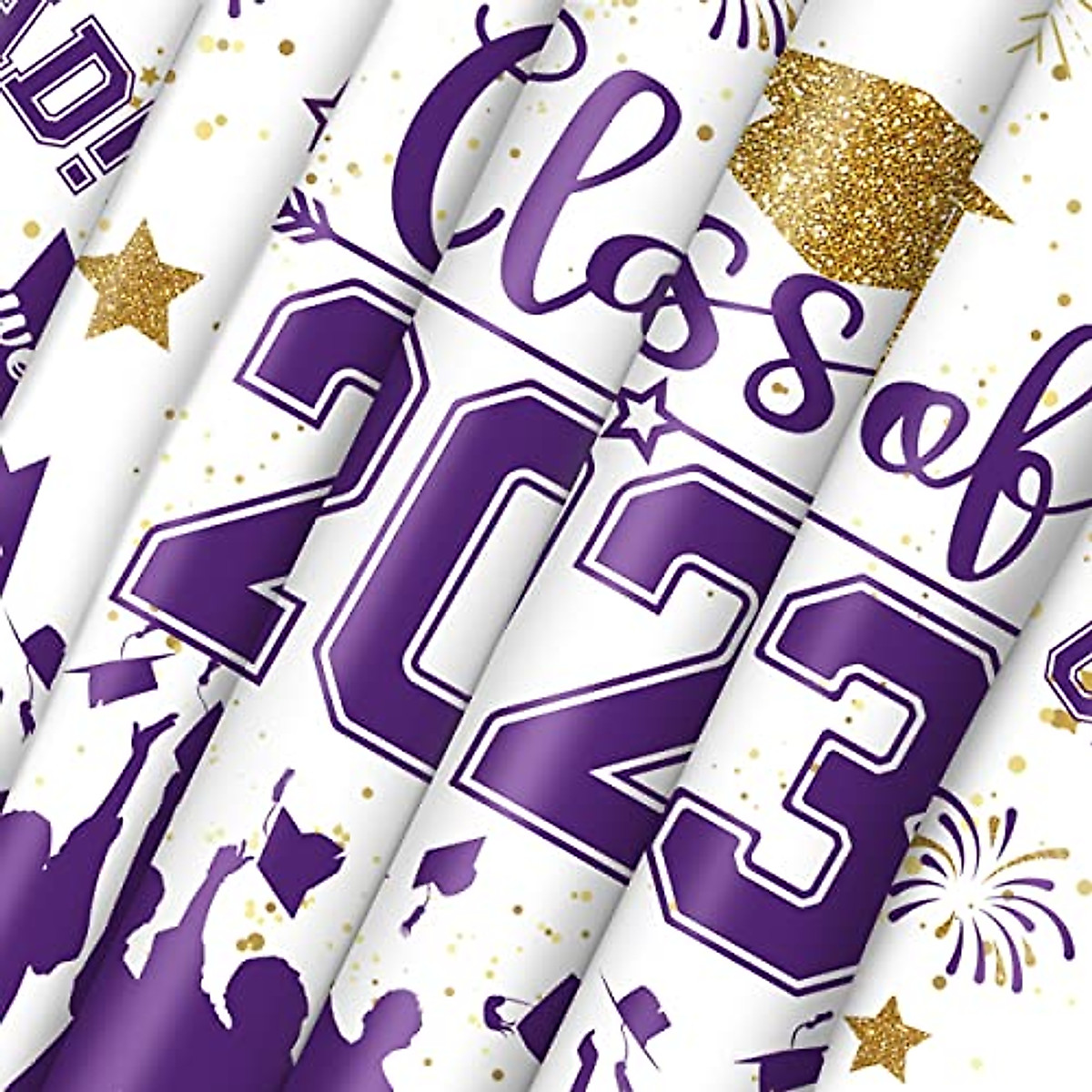 Erweicet Graduation Tablecloth 3Pcs, Graduation Party Decorations Supplies 2023 Class of 2023 Decorations Grad, We Did It Plastic Tablecloth Disposable, Purple Gold Graduation Table Cover -54"x108"