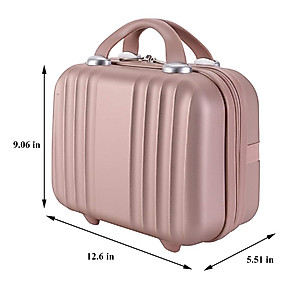 Exttlliy Mini Hard Shell Hard Travel Luggage Cosmetic Case, Small Portable Carrying Case Suitcase for Makeup (Rose Gold)