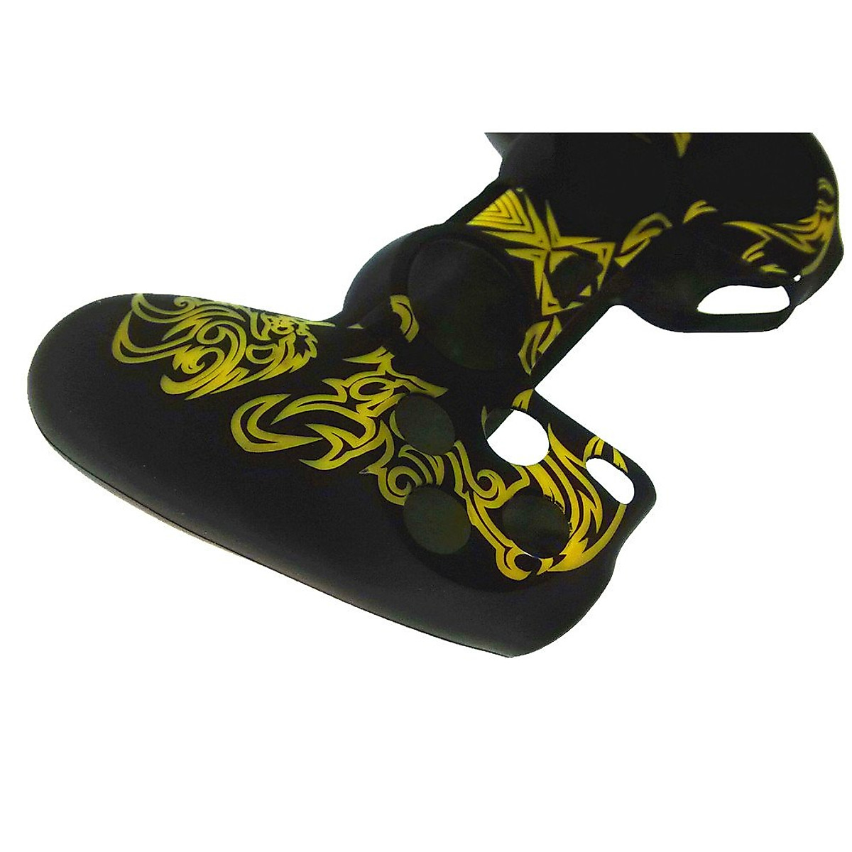 yueton Totem Pattern Soft Silicone Gel Rubber Grip Protective Skin Case Cover for PS4 Controller (Yellow)