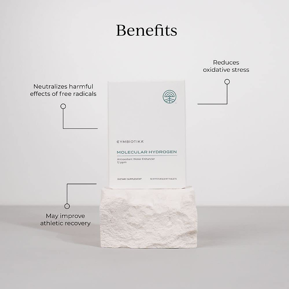 CYMBIOTIKA Molecular Hydrogen Water Tablets with Magnesium, Energy Boost, Gluten Free, Keto Antioxidant Drink, Fast Dissolving Supplements, Helps Fight Inflammation & Stress 30 Tablets, 12 ppm