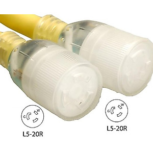 Coleman Cable 01914 3-Feet 10/3 Generator Power Cord Adapter L5-30P to (2) L5-20R