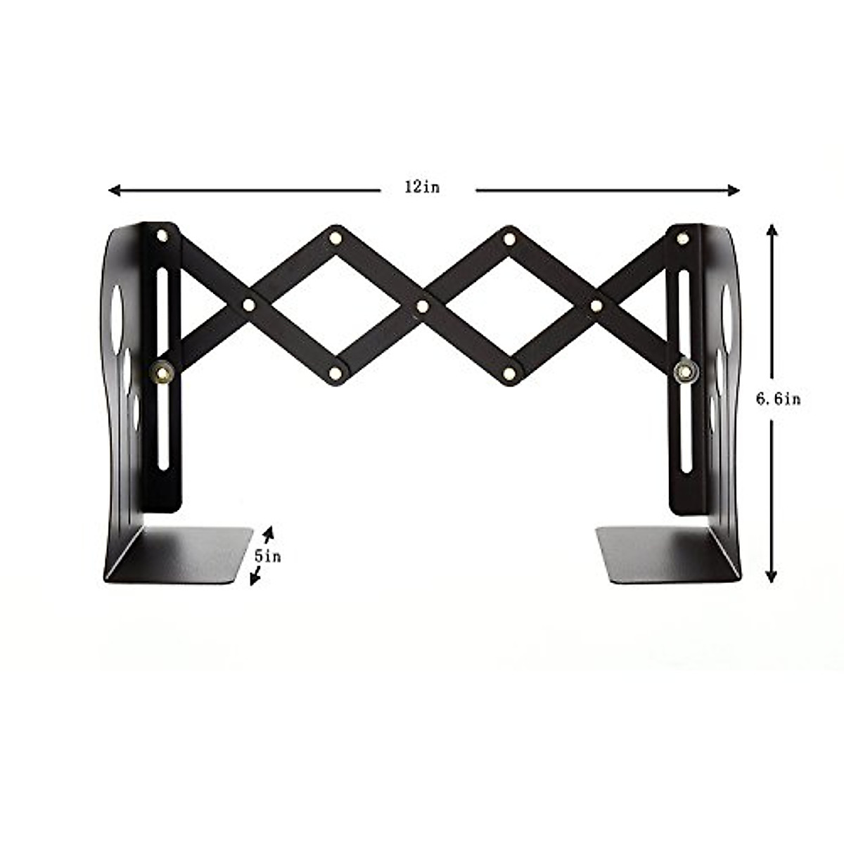 Y-H Decorative Metal Iron Bookends,Holder Stand Desk Heavy Duty Nonskid Adjustable Bookend (Black)