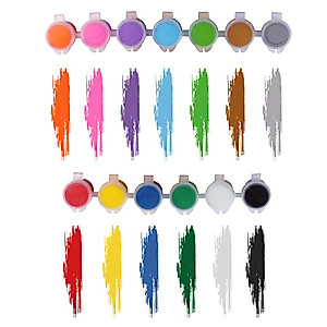 Tempera Paint Pots Set for Kids, 12 Colored Washable Paints, Glitter Paint, 2 Brushes, For Schools Clubs and Camps, Essential Craft Supplies for All Children’s Arts and Crafts, Painting Supplies Kit