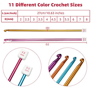 Tunisian Crochet Hooks Set 2-8 mm Aluminum Afghan Crochet Hooks, 3.5-12 mm Plastic Cable Weave Knitting Needle with Storage Bag, Scissors, Stitch Markers, Blunt Needles, Measure Tape for Beginner