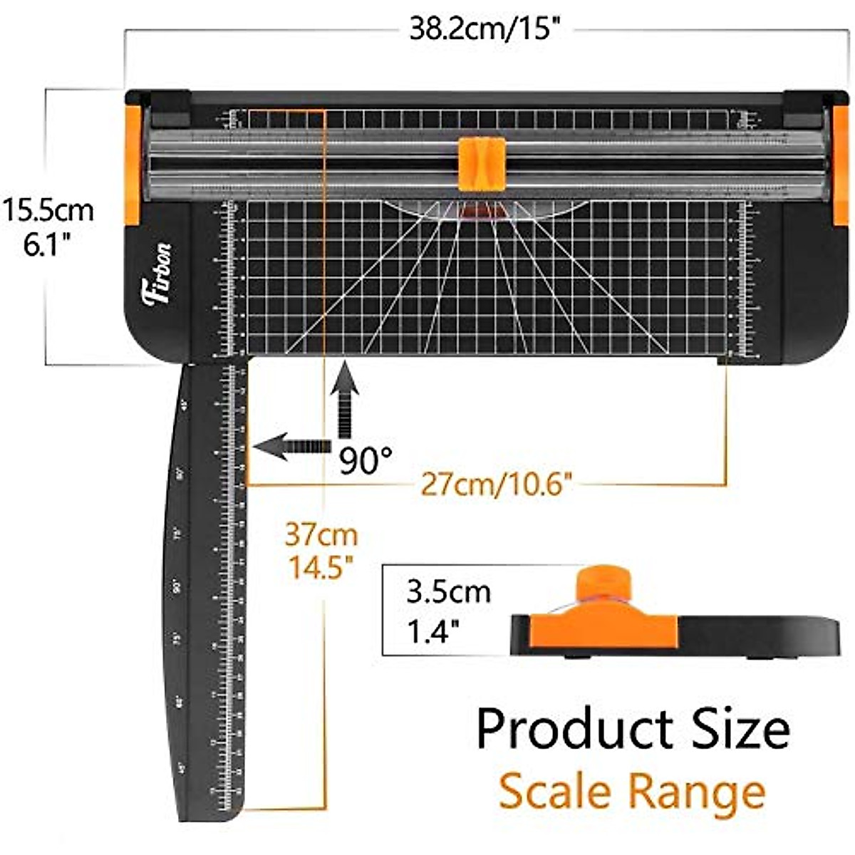 Firbon A4 Paper Cutter Bundle with 5Pcs Replacement Blades, 12 Inch Titanium Paper Trimmer Scrapbooking Tool with Side Ruler for Craft, Coupon, Label, Cardstock