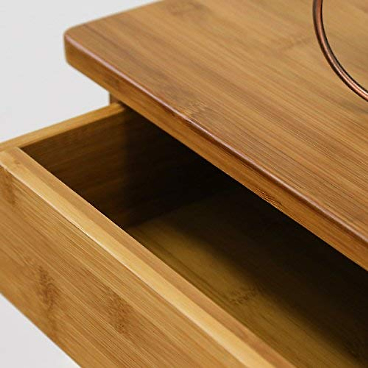 Kinfant Wine Rack Bamboo Liquor Cabinet - 36 Bottle Wine Storage Shelf Displayer Standing Floor 6 Shelves with Drawer