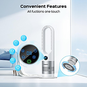 Senmeo Bladeless Fan, 26" Bladeless Tower Fan with Remote, 8 Speeds, 90° Oscillation, 9 Hour Timer, Large LED Display with Auto Off, Easy to Clean, Standing Floor Fan for Bedroom, Home, Office