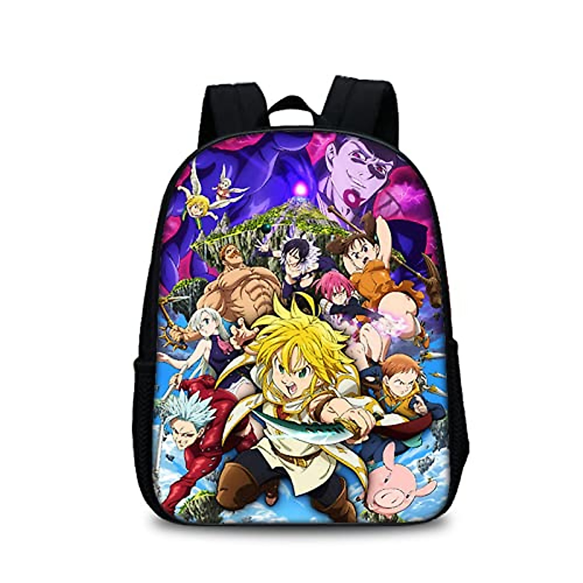 IRYZE Teen Seven Deadly Sins Bookbag Student Multifunction Knapsack Lightweight Travel Canvas Daypack for Youth