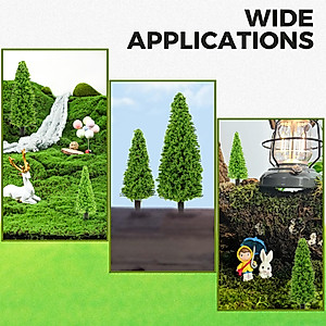 Yetaha 20Pcs Light Green Pine Tree Model, Miniature Garden Tree Mini Plant Ornament for DIY Scenery Landscape HO Scale Forest Railroad Scenery Layout Architecture Scenes Cake Topper