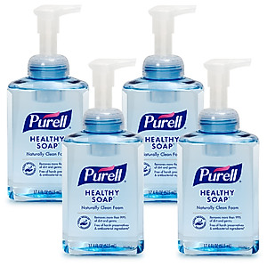 Purell Brand CRT HEALTHY SOAP Naturally Clean Foam, 17.4 fl oz Hand Soap Table Top Pump Bottle (Pack of 4) - 5013-04