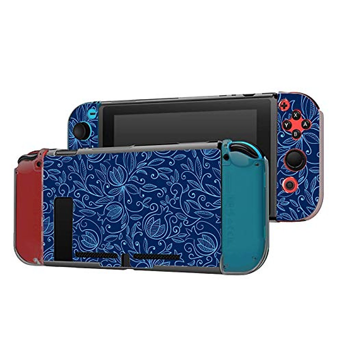 Dockable Case Compatible with Switch Console and Joy-Con Controller, Patterned ( Pomegranate Fruit ) Protective Case Cover with Tempered Glass Screen