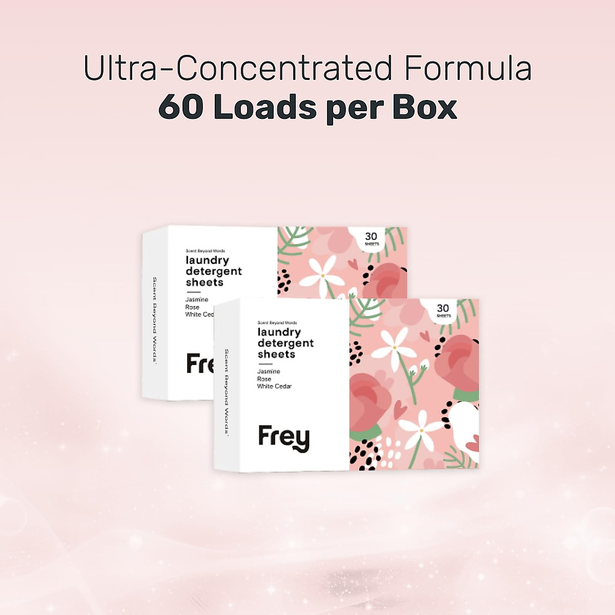 FREY Laundry Detergent Sheets – Jasmine Rose Scent | Plant-Derived | 60 Sheets (Pack of 2)