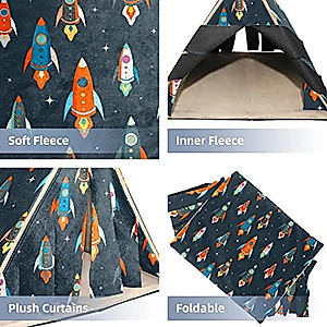 RATGDN Small Pet Hideout Colorful Spaceships Hamster House Guinea Pig Playhouse for Dwarf Rabbits Hedgehogs Chinchillas