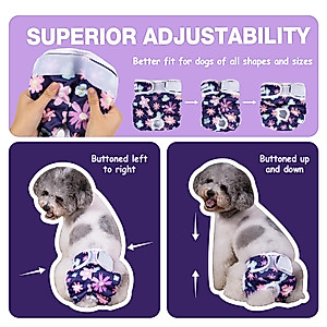 Pet Soft Dog Diapers Female Washable - Pack of 3 Doggie Diapers for Female Dogs, Strong Absorbent Reusable Dog Period Diapers, Female Dog Diapers for Heat & Pet Incontinence Peeing (Bloom, XL)