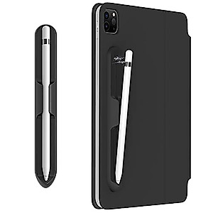 LOVE MEI iPencil Holder Sticker for Apple Pencil 1st/2nd Generation, Strong Adhesive Silicone Holder Sticker [Magnetic Attach Design] Accessories for iPad Stylus Pens (Black)